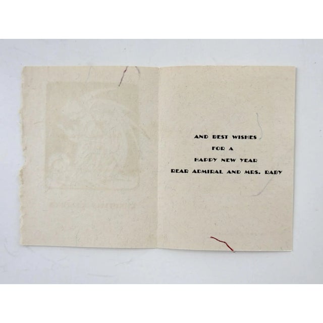 Tiny Vintage 1930 Angel Block Print Christmas Card | Chairish