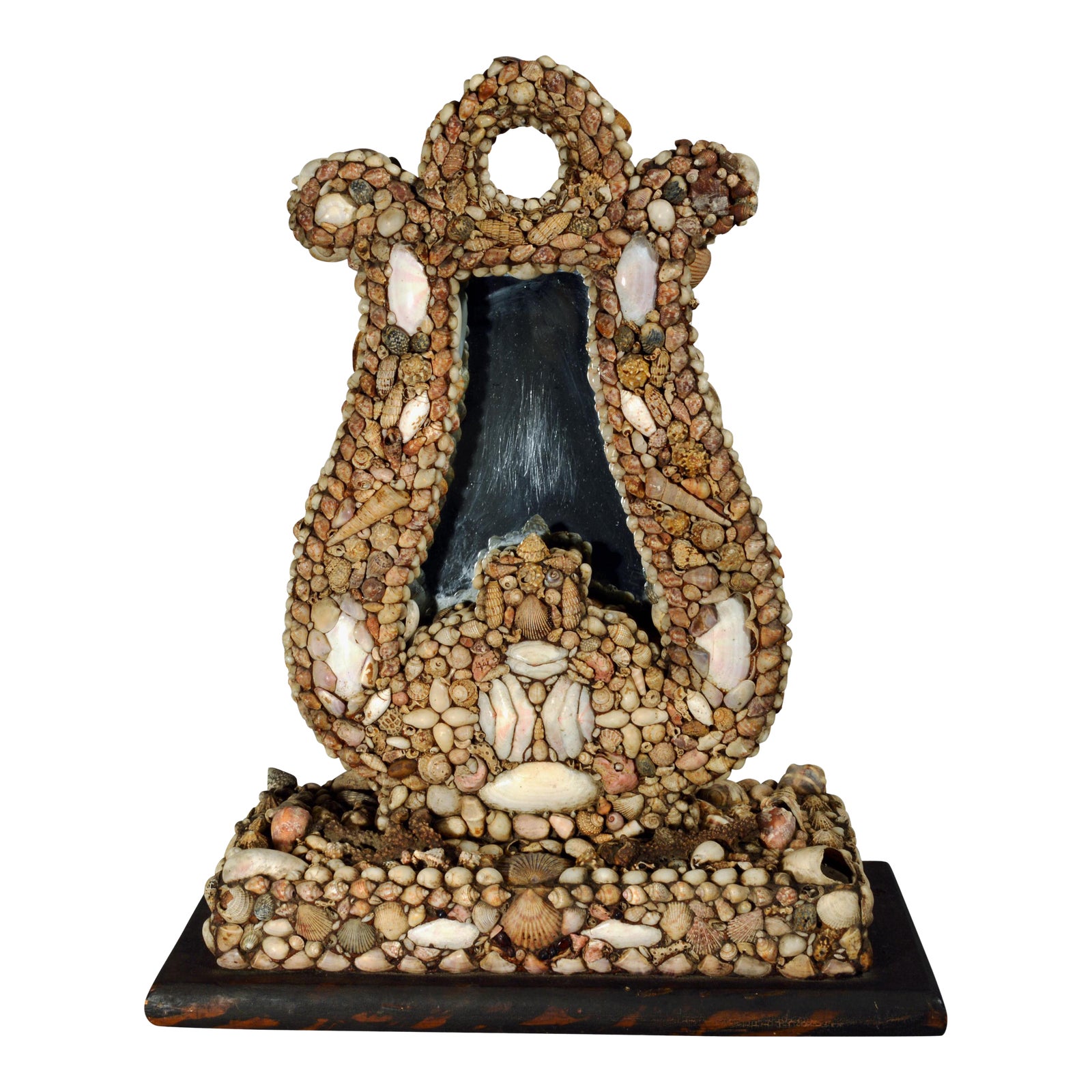 American Shellwork Standing Mirror in the Form of a Harp, Circa 1885 ...