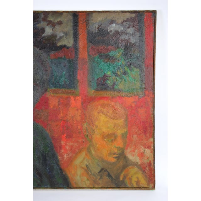 Vintage Expressionist Portrait of Two Men Oil Painting by Robert Piper ...
