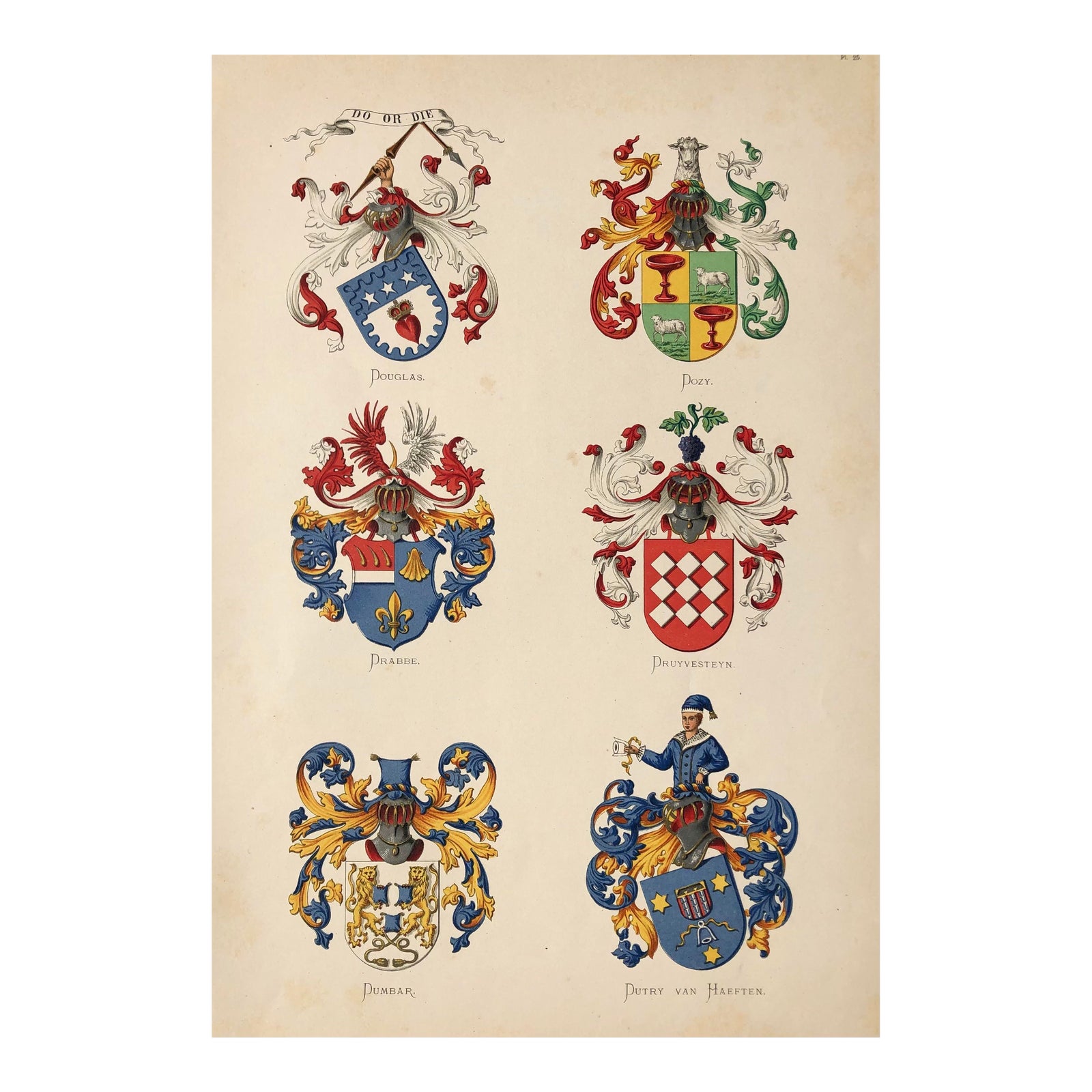 1880 Dutch Coat of Arms Lithograph | Chairish