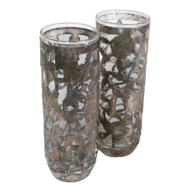 Pr. Mexican Silver Overlay Highboy Glasses Marked 925 Rfr Hecho en ...