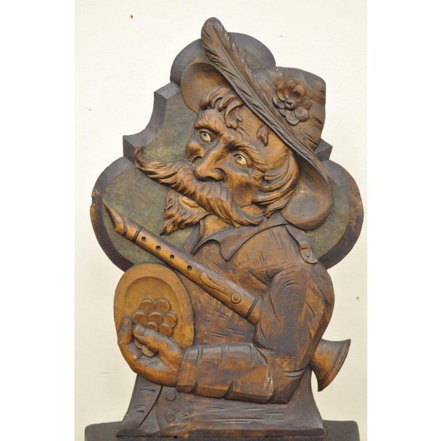 Antique Hand Carved Wood Figural Bard Musician Medieval Gothic Tavern ...