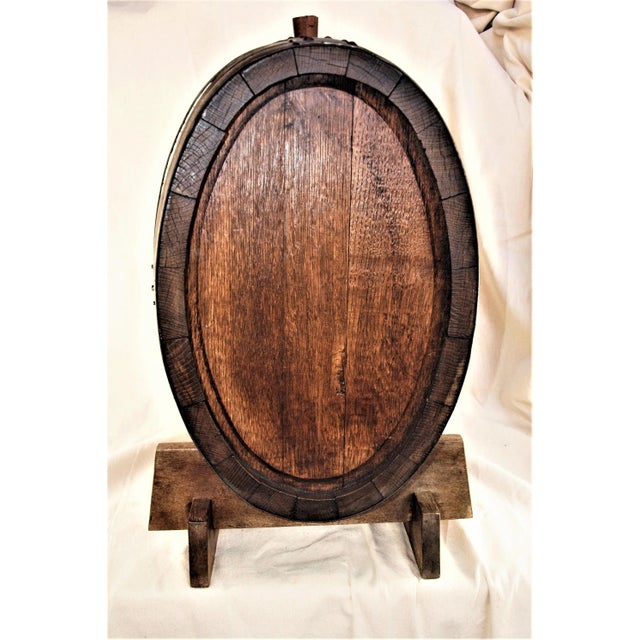 1920s Tabletop Oak Rum Barrel on Stand | Chairish