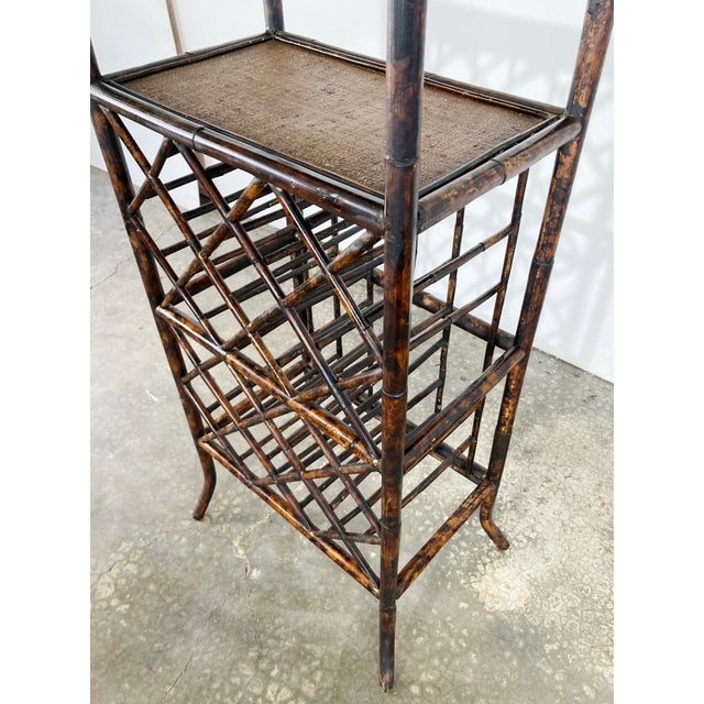 Vintage Burnt Tortoise Shell Finish Rattan Wine Rack | Chairish