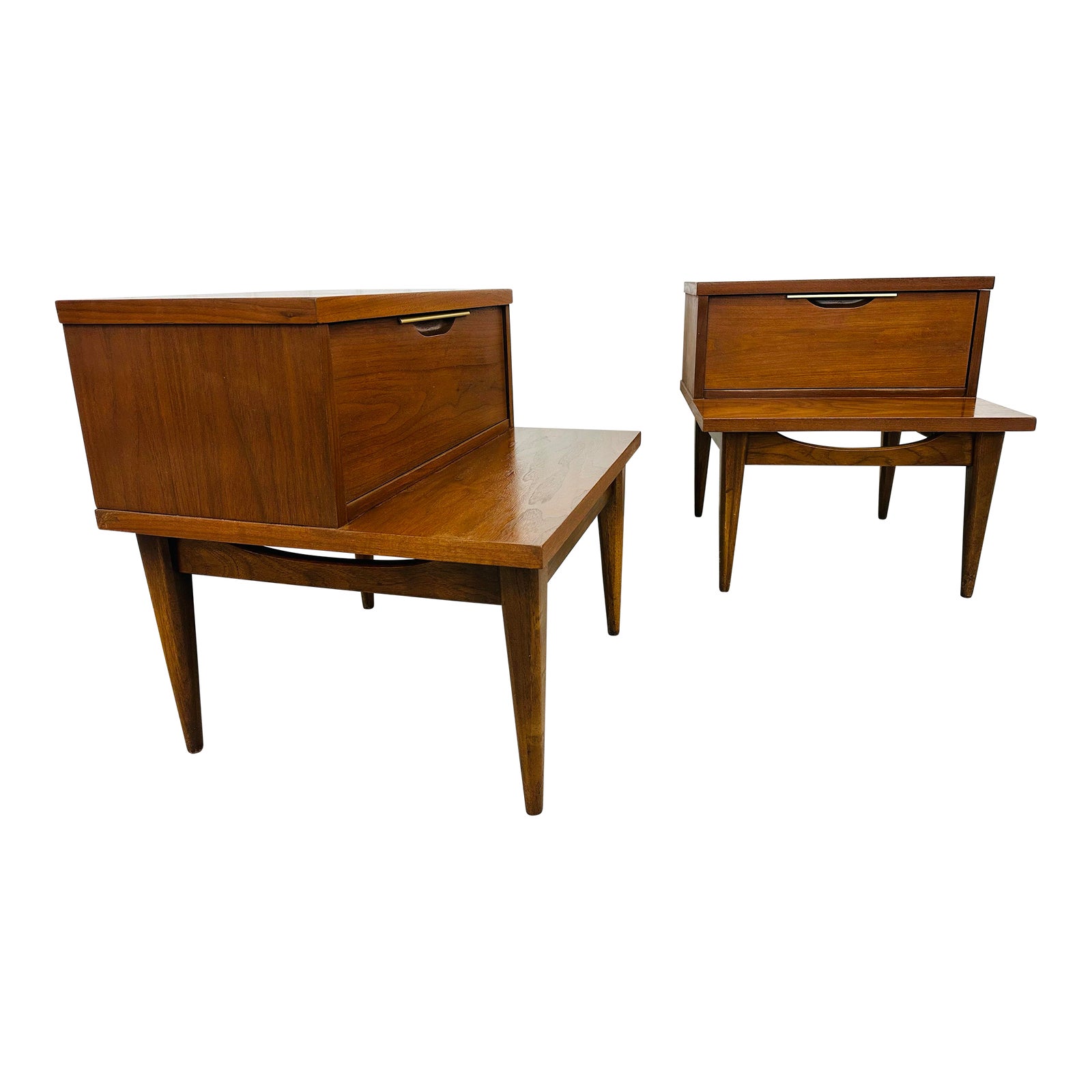 Mid-Century Modern Kent Coffey Tableau Walnut Nightstands - Set of 2 ...
