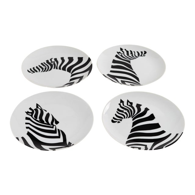 Vintage Fitz and Floyd Zebra Plates - Set of 4 | Chairish