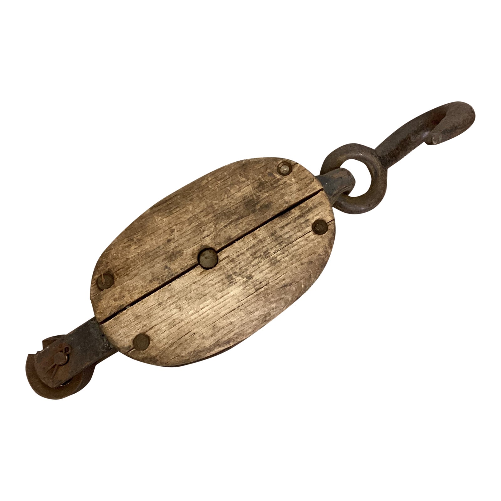 Antique Primitive Wooden Pulley Union Hardware Element Industrial ...