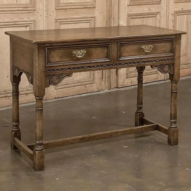 English Rustic Antique Side Table | Chairish