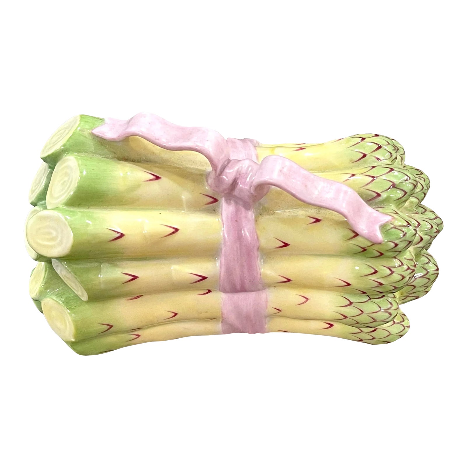 Herend Asparagus Box With Pink Ribbon | Chairish