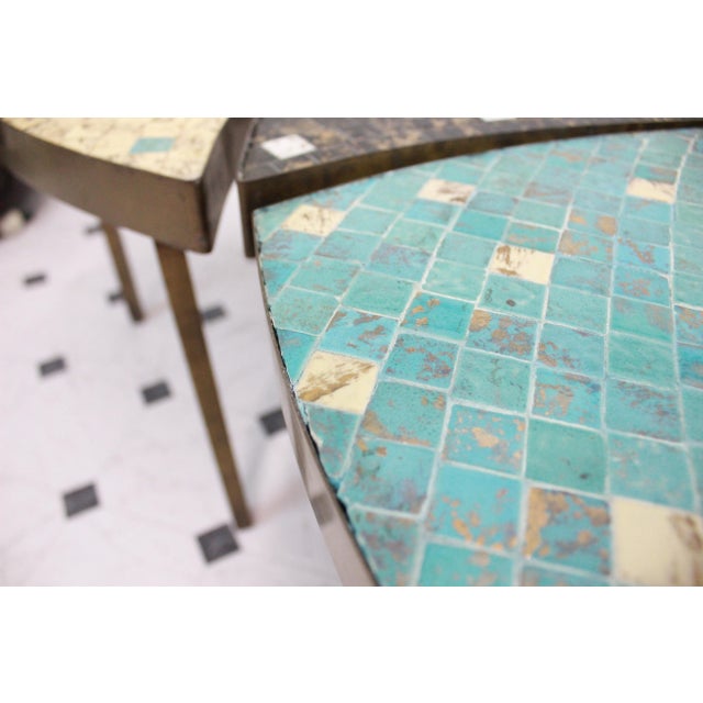 Mid Century Modern Table Set Tile Italian Mezza Luna | Chairish