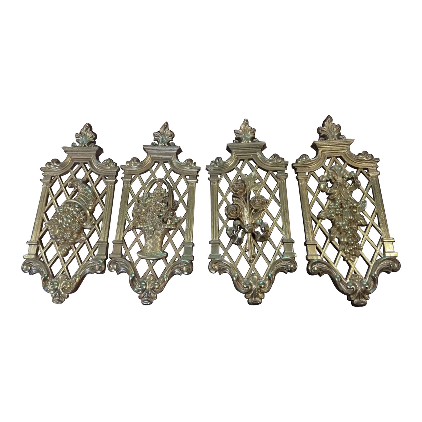 Mid-Century Modern Syroco Gold-Tone Wall Decor Plaques- Set of 4 | Chairish