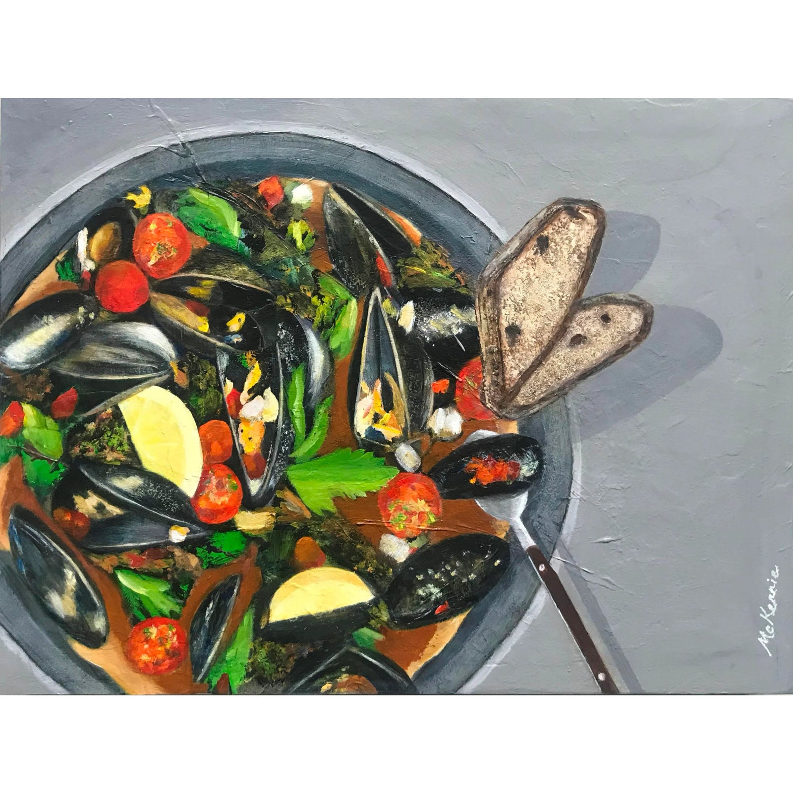 “Mixed Blessing" Contemporary Impressionist Food Still Life in Green ...