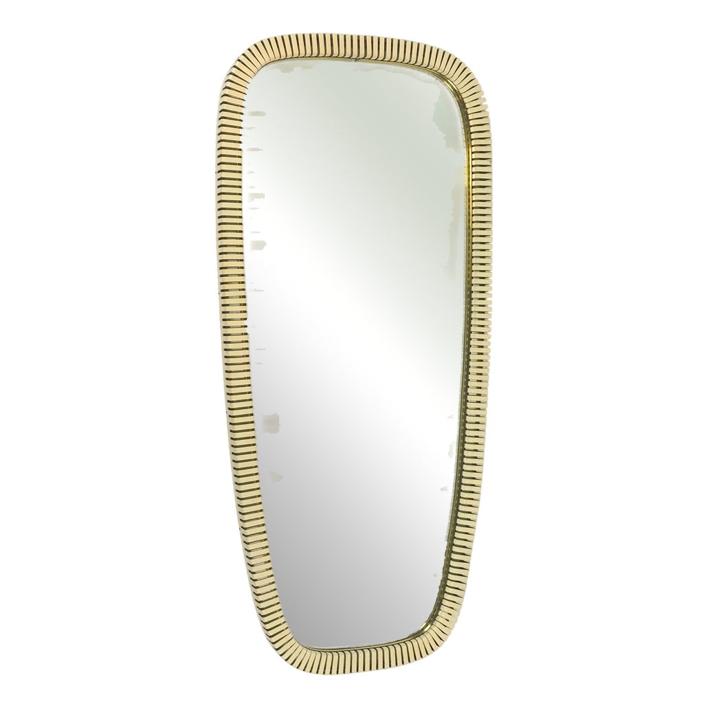 Mid-Century German Wall Mirror with Cut Metal Edge, 1950s | Chairish