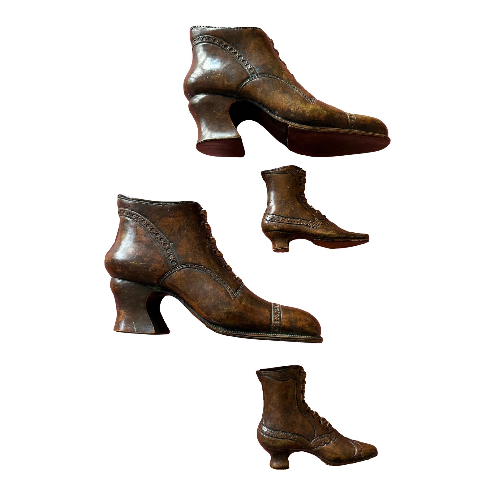 1990s Theodore Alexander Bronze Shoes/Boots - 4 Piece Set | Chairish