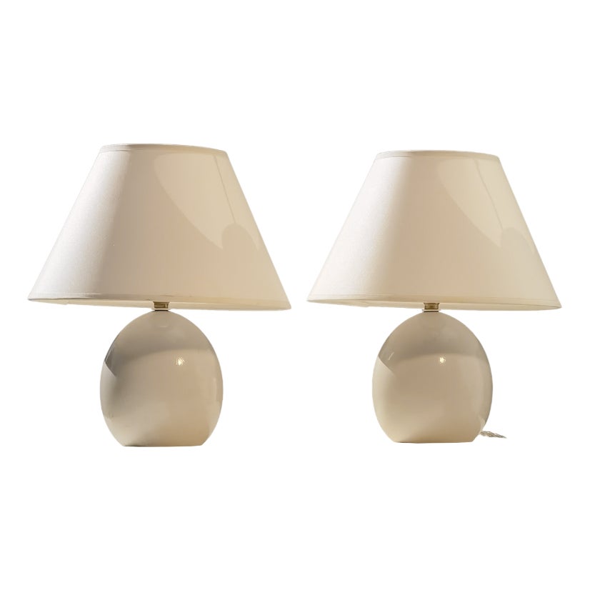 Small Art Deco Modernist Neoclassical Craqueled Wood Table Lamps ...