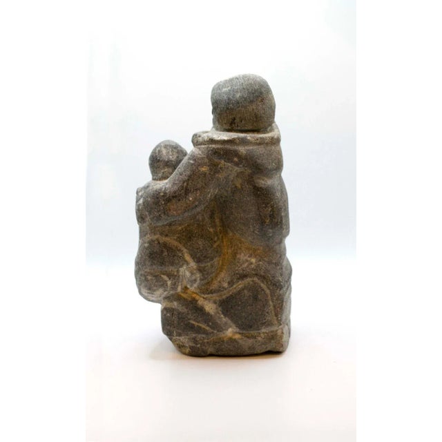 Mid 20th Century Inuit Mother & Child Grey Soapstone Carving Native ...