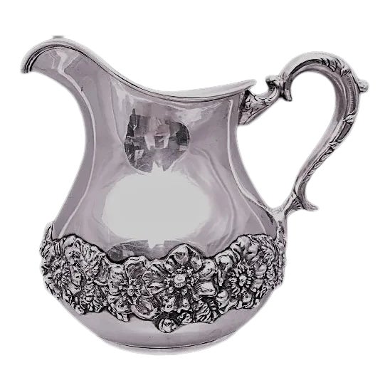 Hamilton & Diesinger Sterling Silver Floral Decoration Pitcher | Chairish