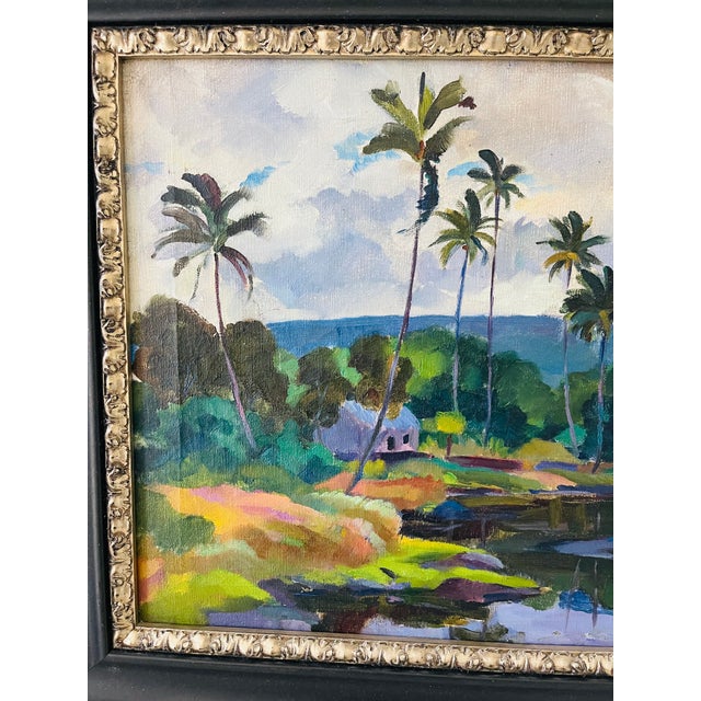1910s Tropical Landscape Oil on Canvas Antique Post Impressionist ...