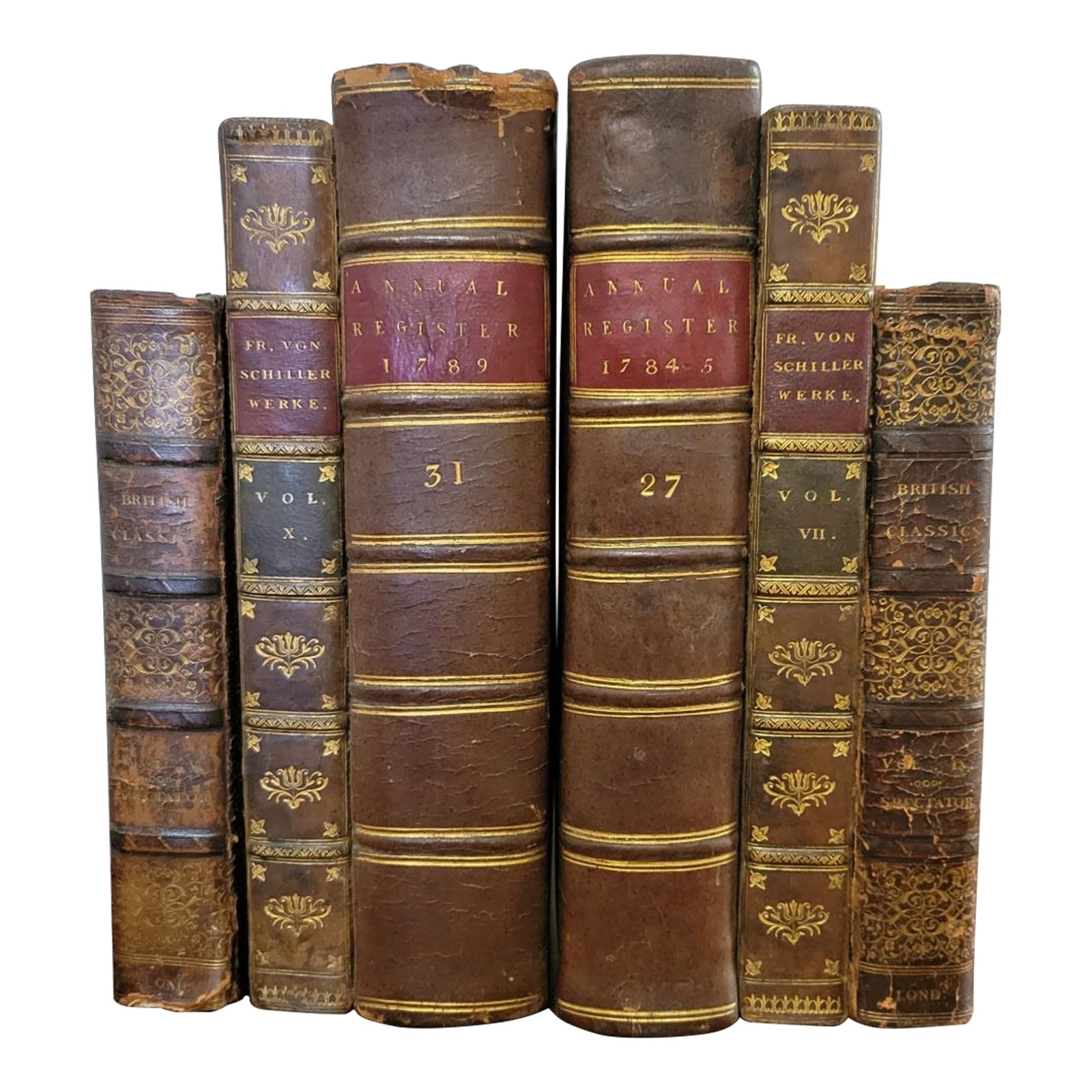 Antique Leather Books as Bookends - a Pair | Chairish