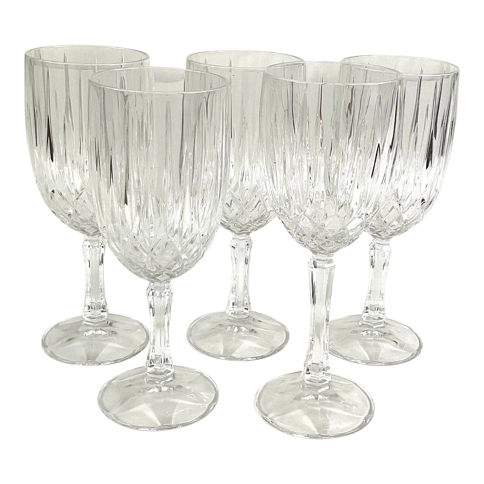 Gorham “Regalta” Crystal Wine Glasses/Goblets- Set of 5 | Chairish