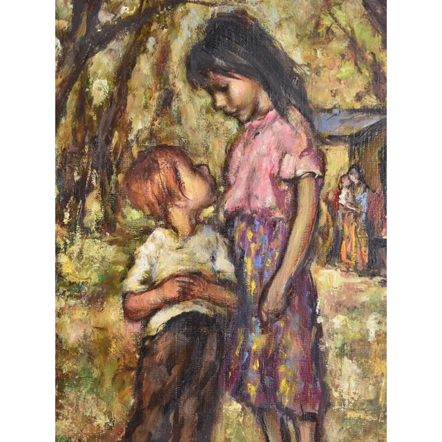 French Romani Gypsy Children Caravan Oil Painting Signed Georgette ...