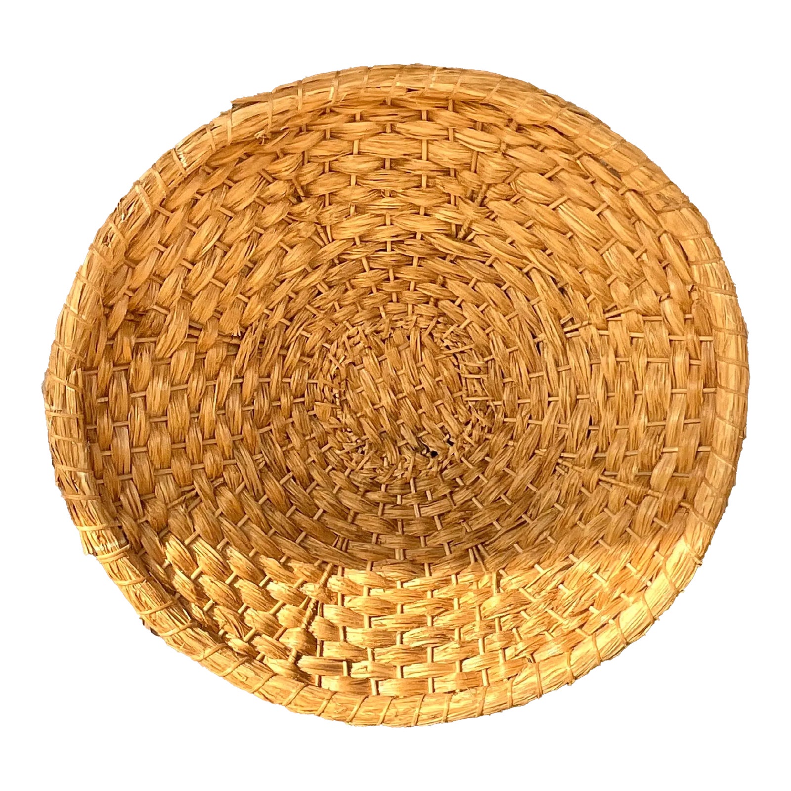Vintage Coastal Monumental Woven Rattan Wall Plate | Chairish
