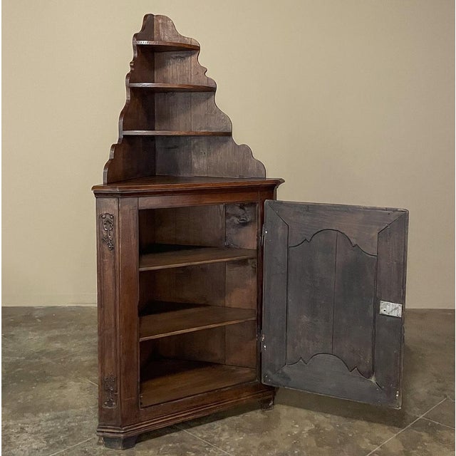 18th Century Country French Rustic Corner Cabinet | Chairish