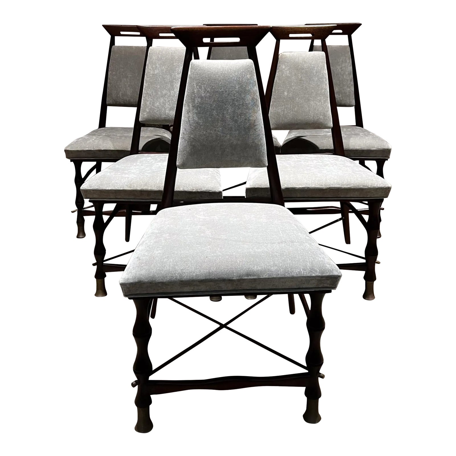 1950s Frank Kyle Set of Six Gray Dining Chairs Sculptural Mexican ...