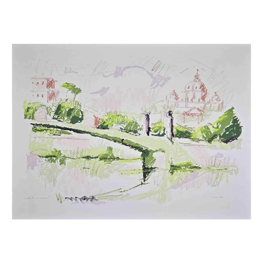 Franco Marzilli, View of the Vatican, Rome, Lithograph, 1990s | Chairish