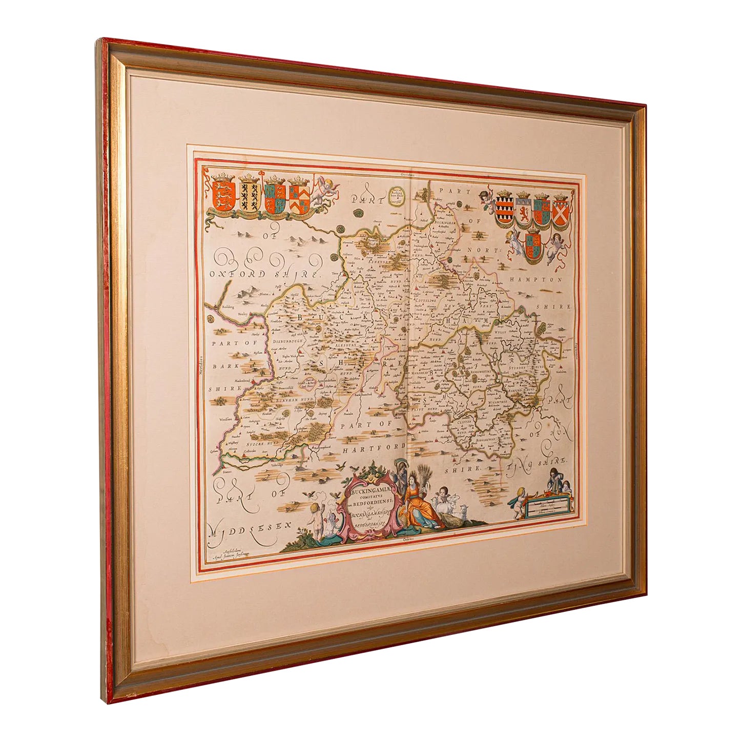 1660's Antique County Map | Chairish
