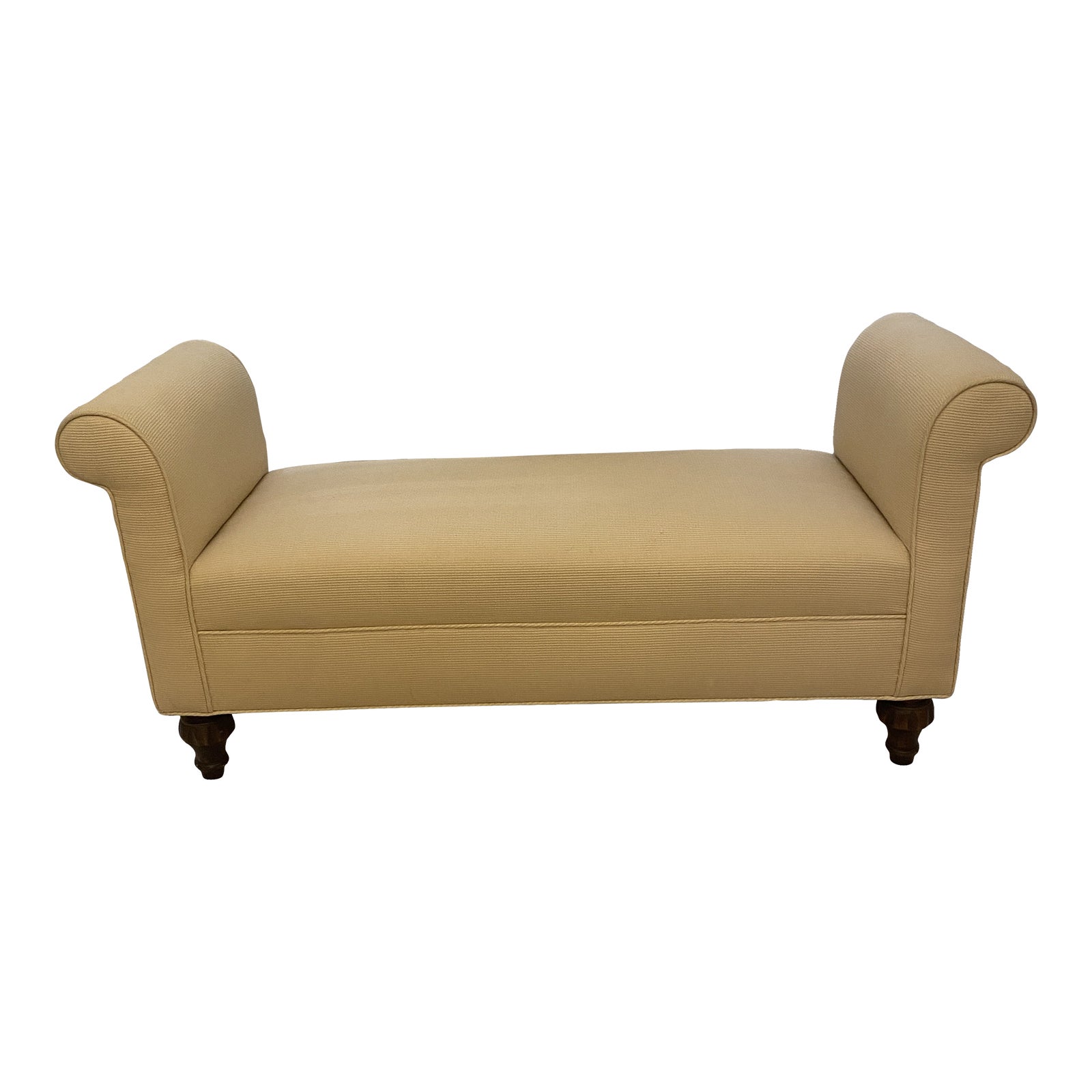 Traditional Beige Upholstered Bench | Chairish