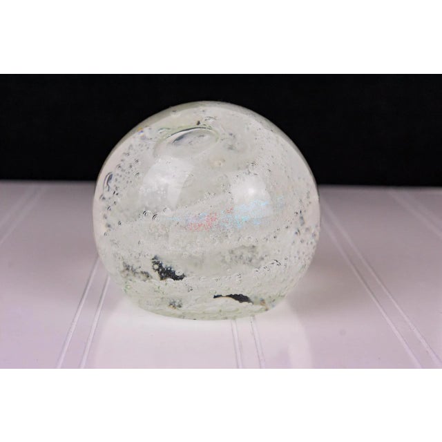 Handmade Vintage Mid 20th Century Clear Bubbly Glass Paperweight With ...