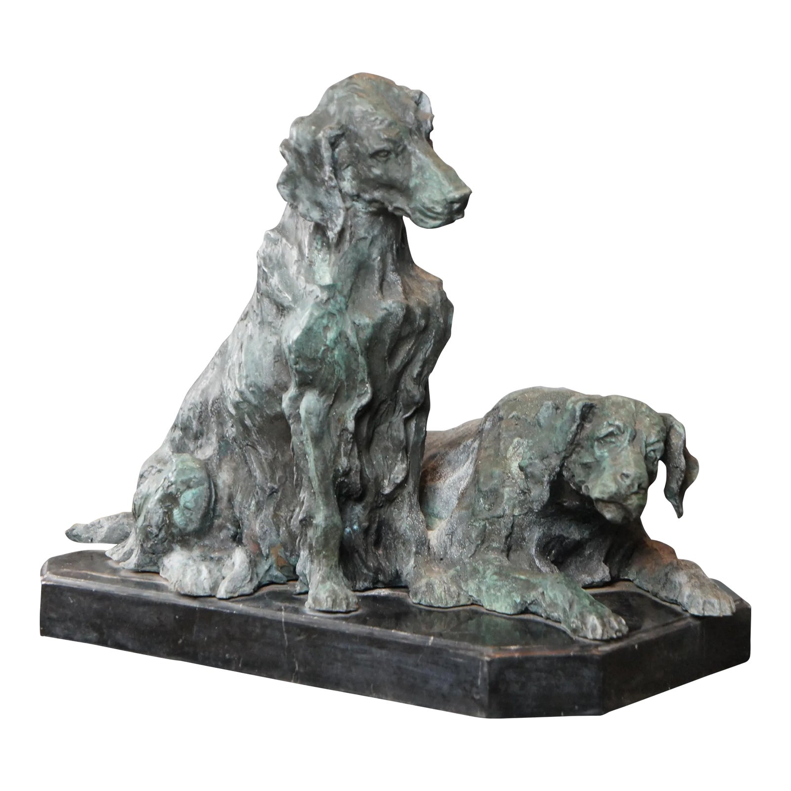 Vintage Bronze Sculpture of 2 Labrador Retrievers After Pierre Jules ...