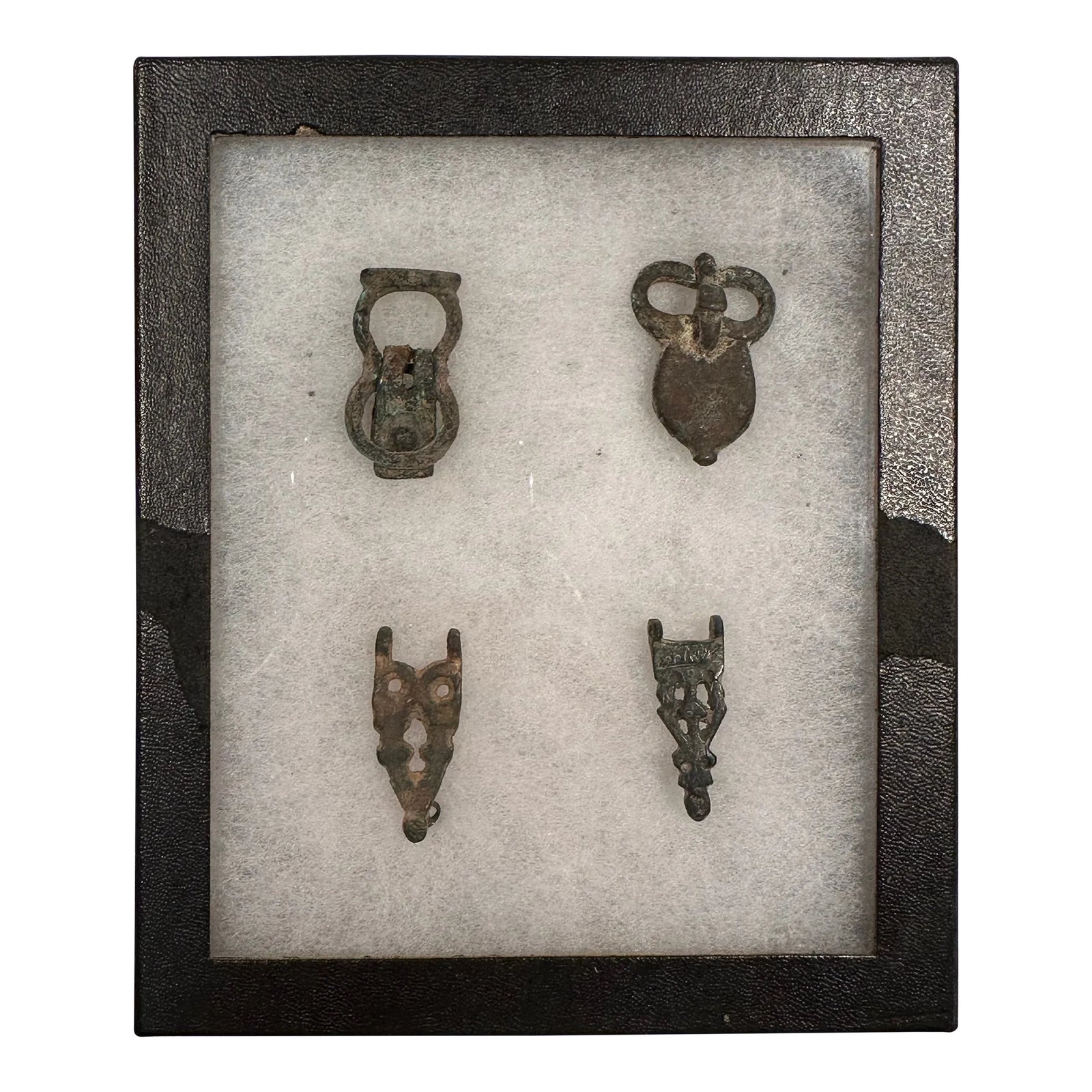 Display of 4 Ancient Roman Bronze Belt Buckles, 1st-2nd Century Ce ...