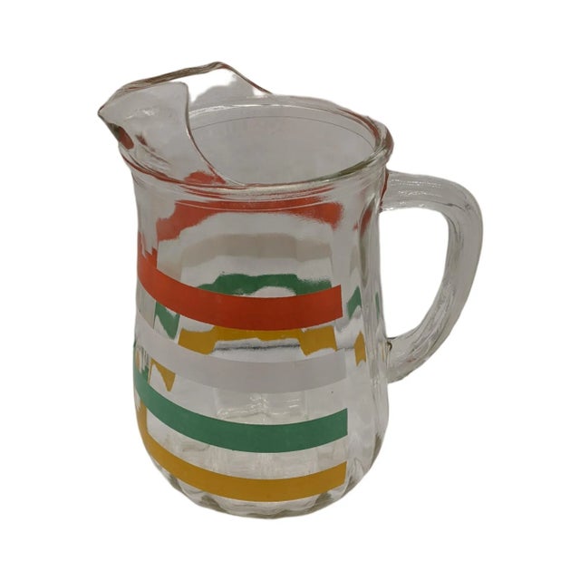 Vintage Anchor Hocking Multi Colored Stripe Pitcher Juice Pitcher Urn ...