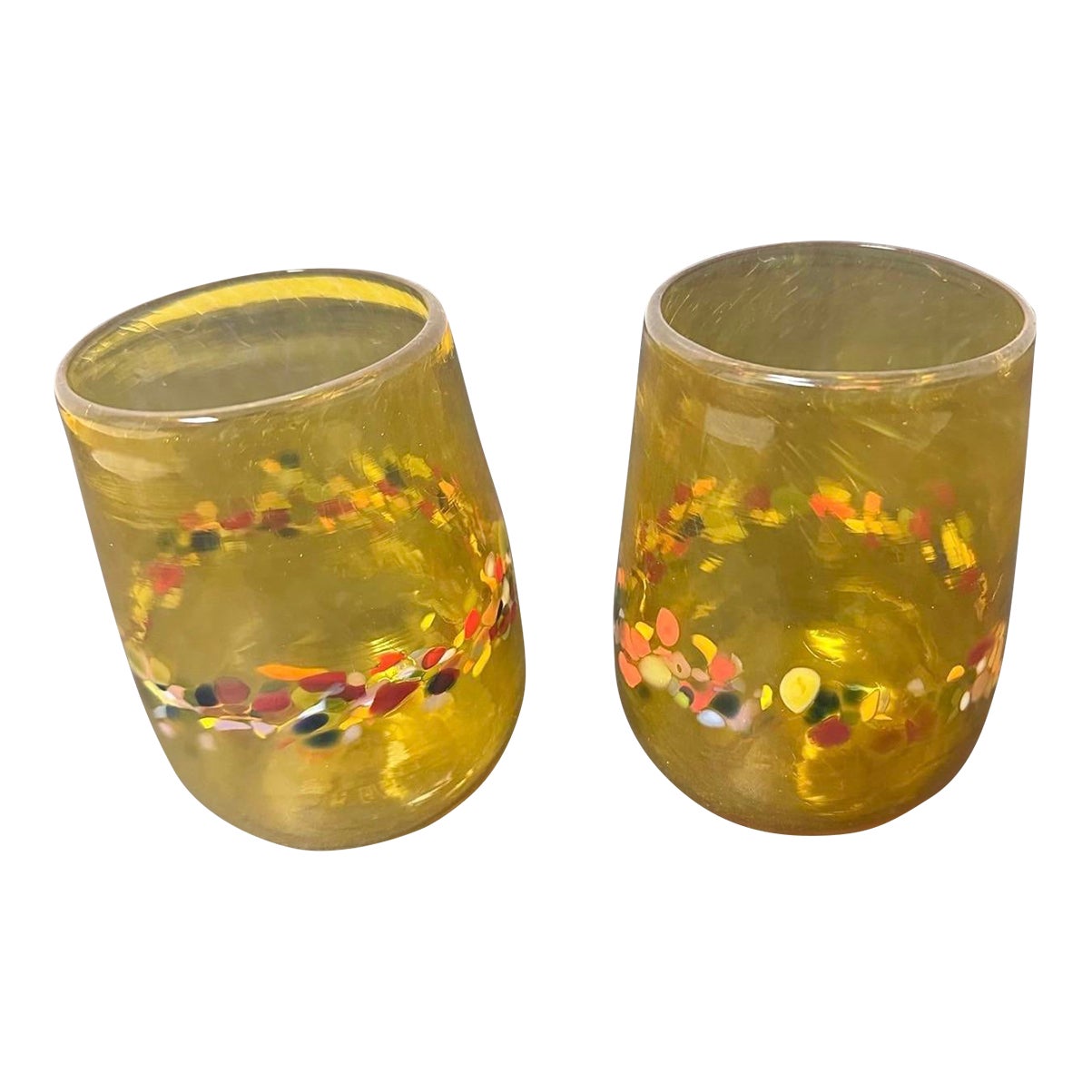Slow Burn Glass 2023 Blown Glass Drinking Glass Set of 2 | Chairish