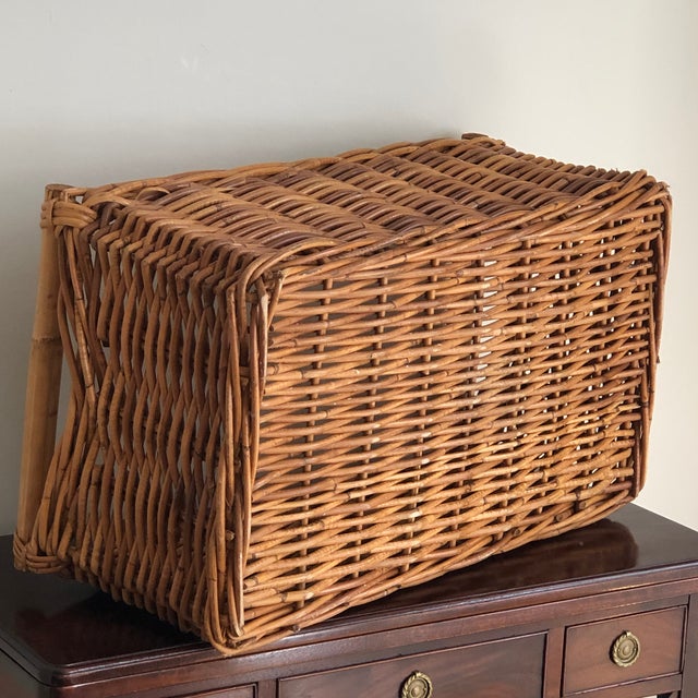 Vintage French Country-Style Wicker Storage Basket | Chairish