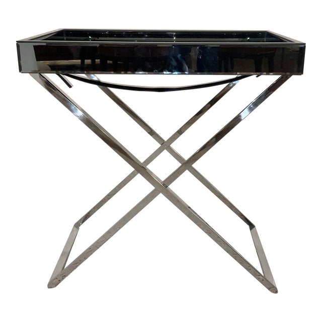 Global Views Contemporary Black Mirror Tray Table | Chairish