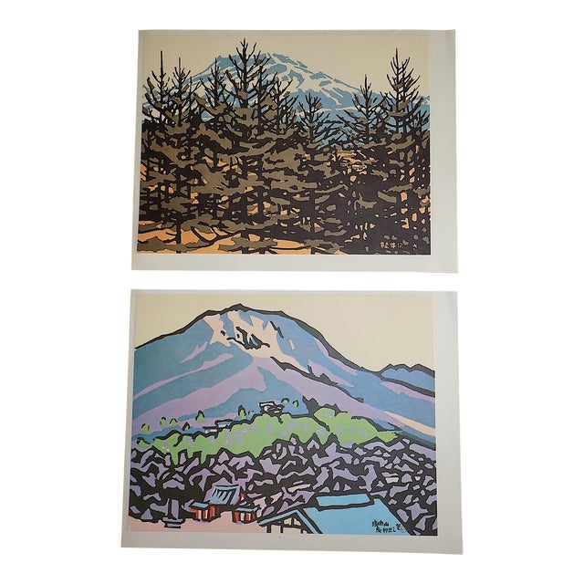 Vintage Folio Size Signed Mid 20th C. Japanese Lithographs of Japanese ...