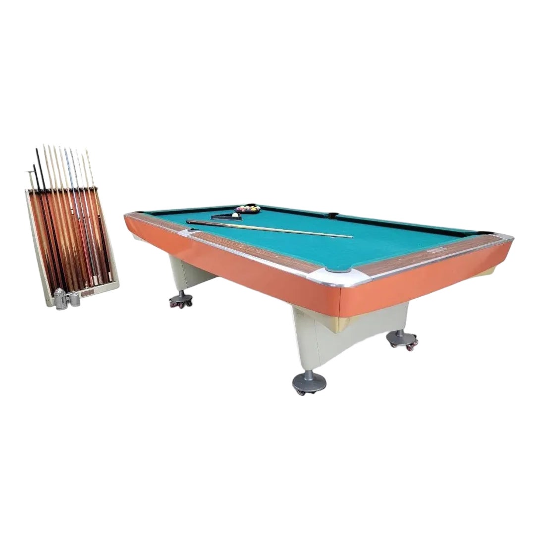 Vintage Brunswick Pool Table With Accessories | Chairish