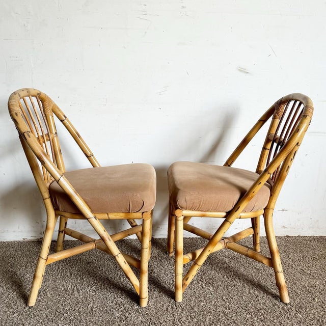 Boho Chic Bamboo Dining Chairs - a Pair | Chairish