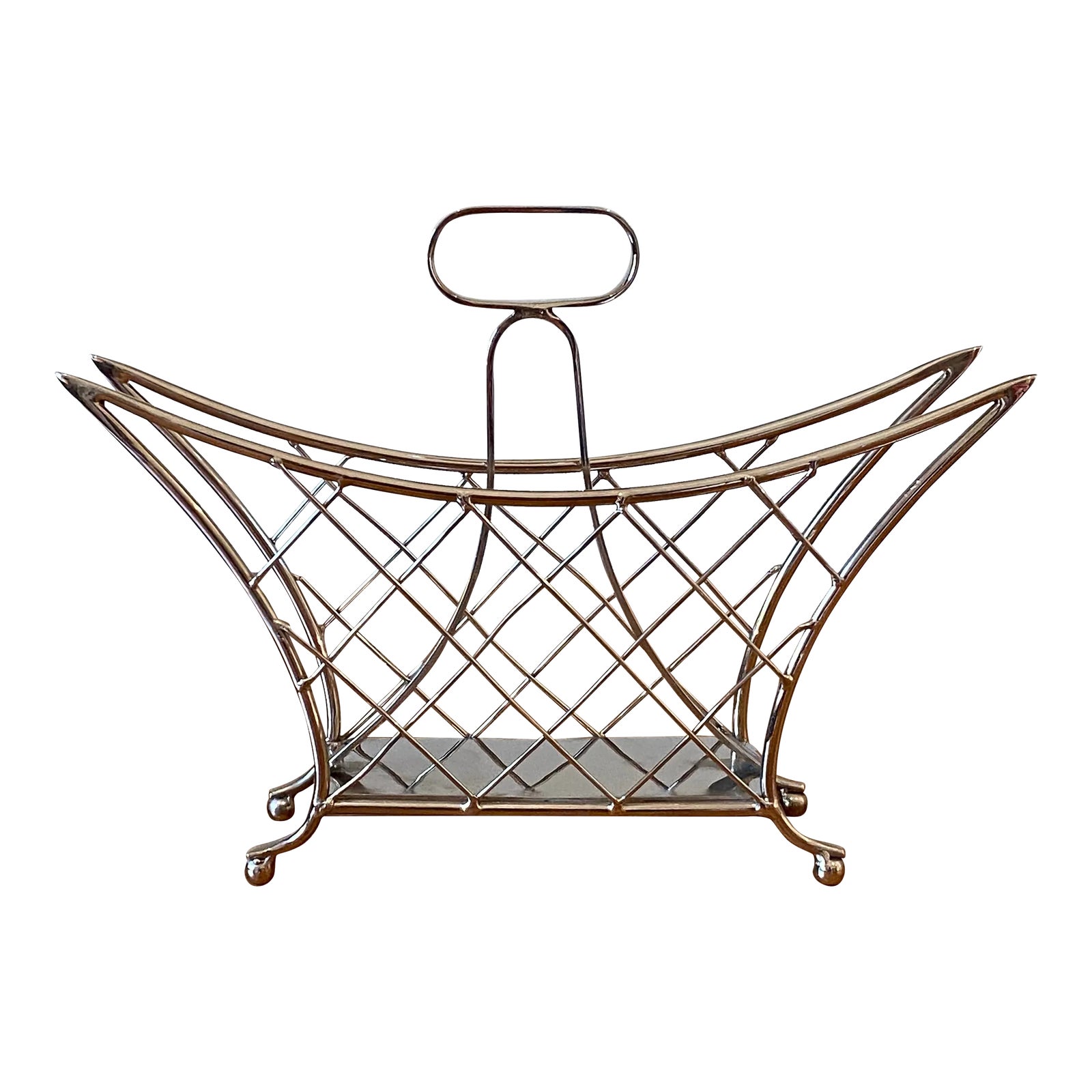 Global Views Chrome Lattice Letter, File or Magazine Rack | Chairish