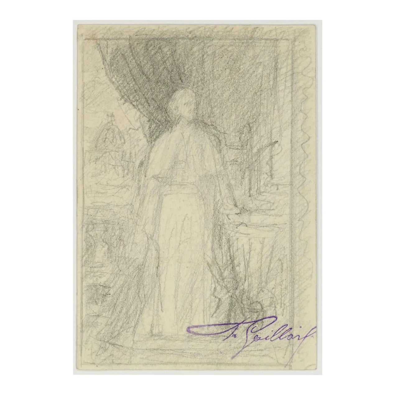 Portrait of Pope in Saint Peter - Original Pencil Drawing by F ...