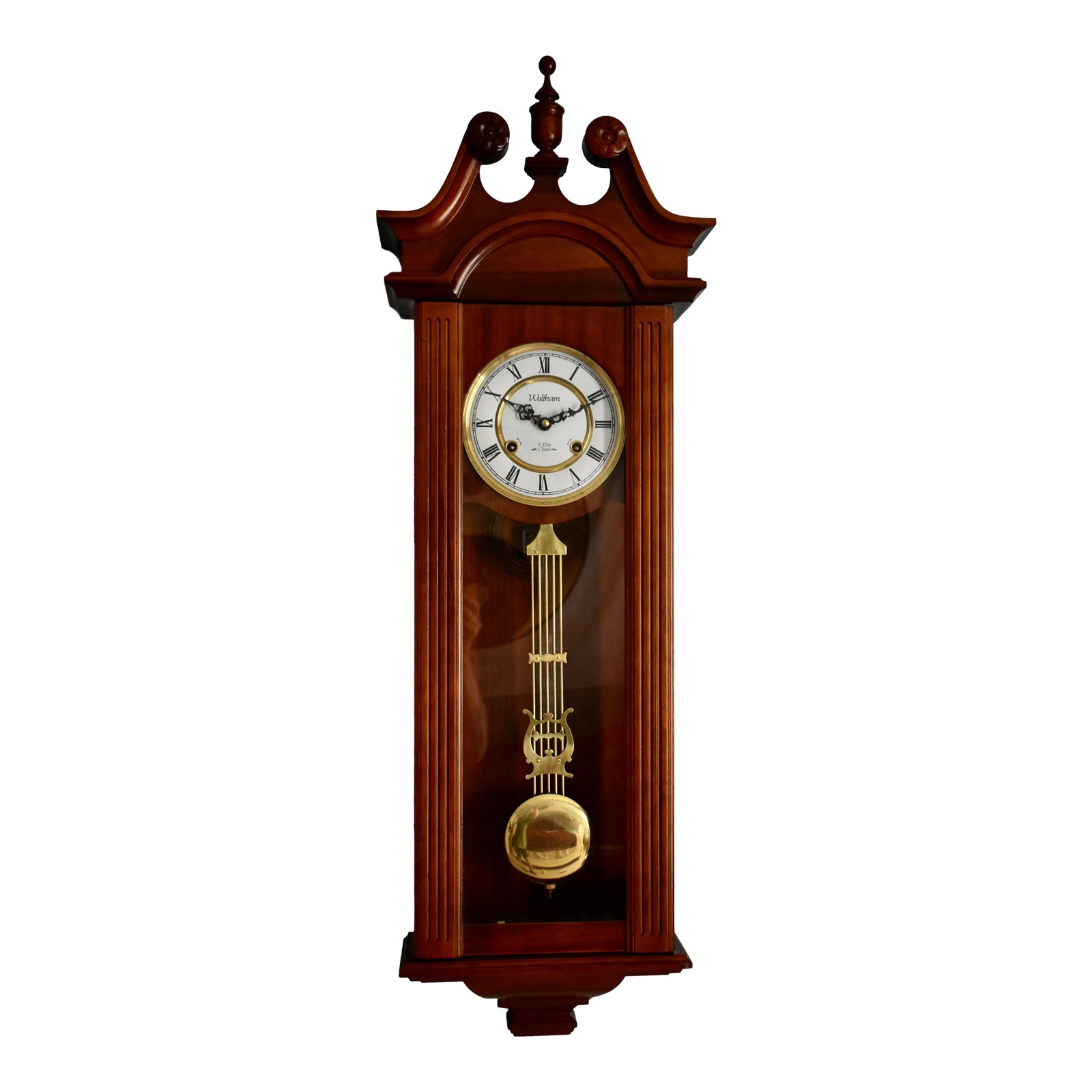 Vintage Waltham Mahogany Traditional Style Wall Clock W/Pendulumn ...