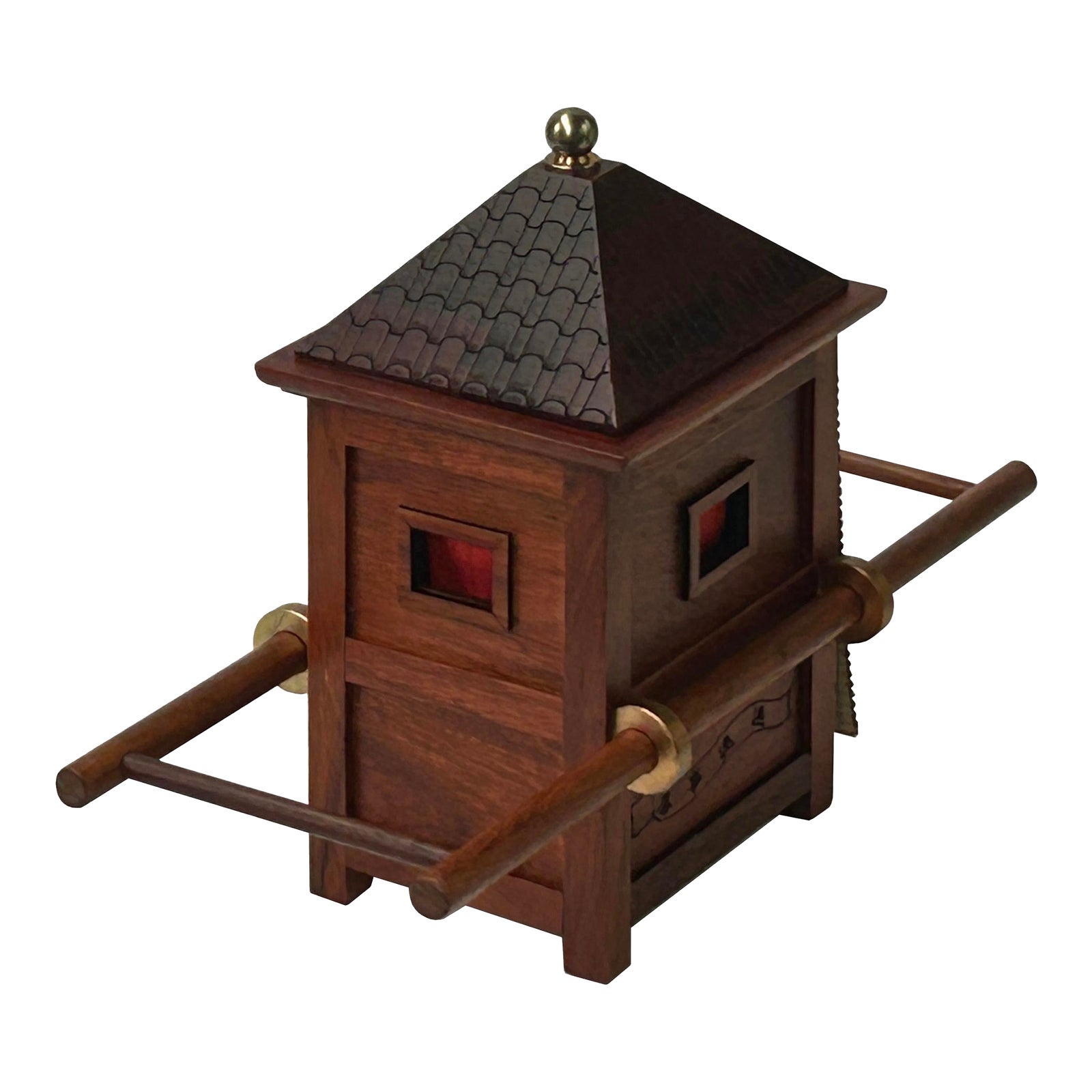 Chinese Rosewood Handmade Miniature Litter Sedan Chair Display Decor ...