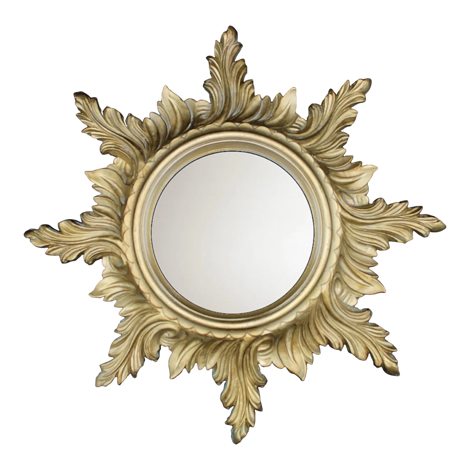 1960s Italian Gold Feather Rays Sunburst Mirror | Chairish