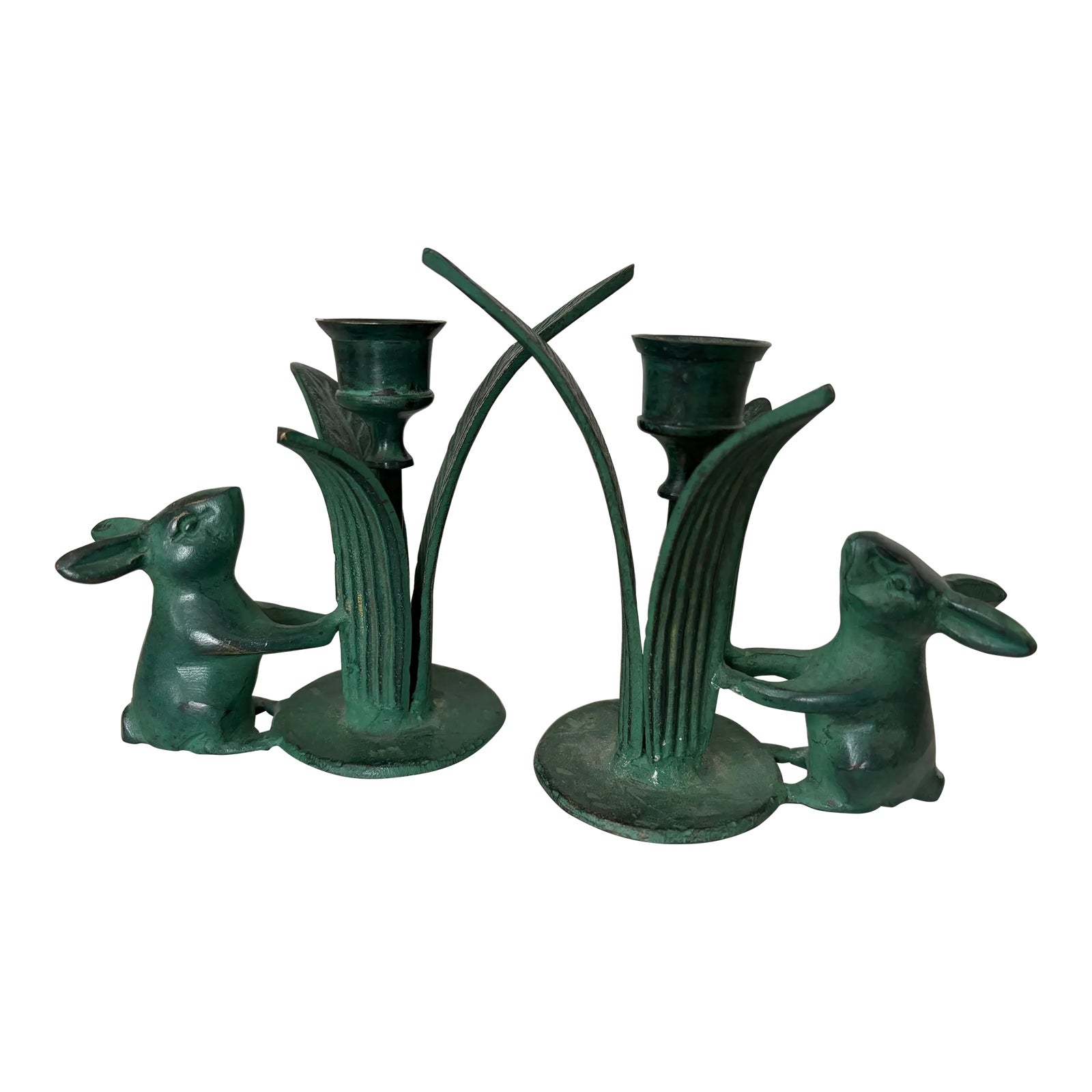 1980s Bronze Rabbit Candlestick Holders- a Pair | Chairish