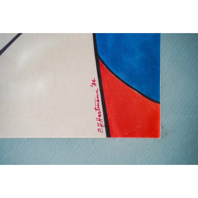 1980's Vintage Drawing Abstract Contemporary Modern Portrait of a Face ...