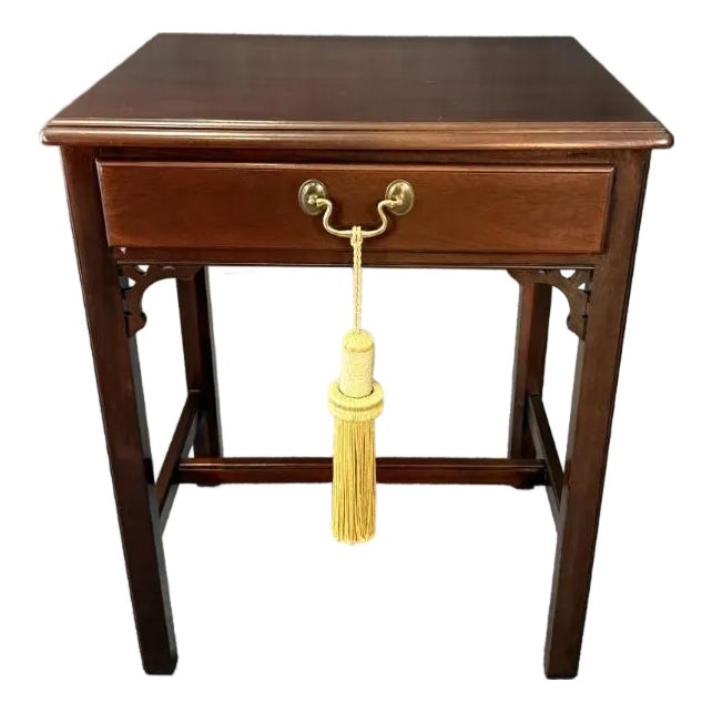 Late 20th Century Solid Cherry Chippendale-Style Side Table With Drawer ...