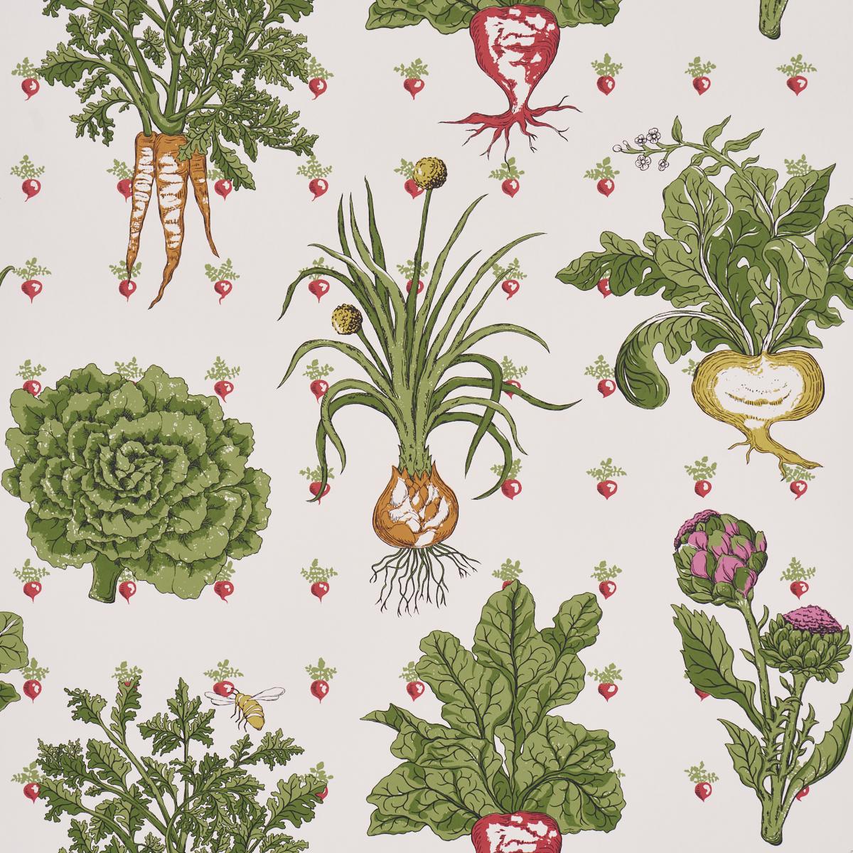 SAMPLE - Schumacher Green Grocer Wallpaper In Multi | Chairish